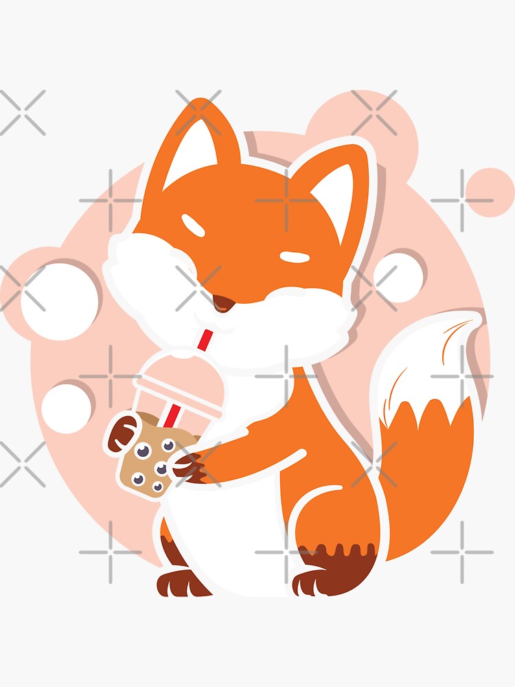 "Bubble Tea with Cute Kawaii Fox" Sticker for Sale by Nakikej | Redbubble