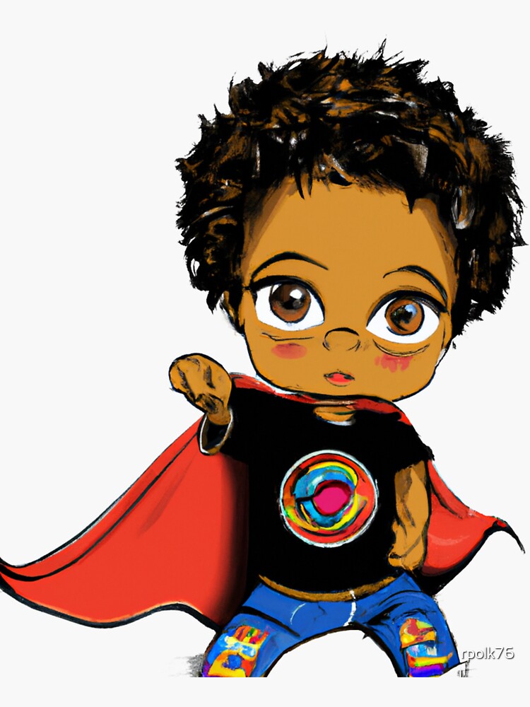 "Cute Black Boy Super Hero" Sticker for Sale by rpolk76 | Redbubble