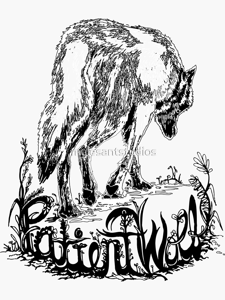 "Patient Wolf" Sticker by mylesantstudios | Redbubble