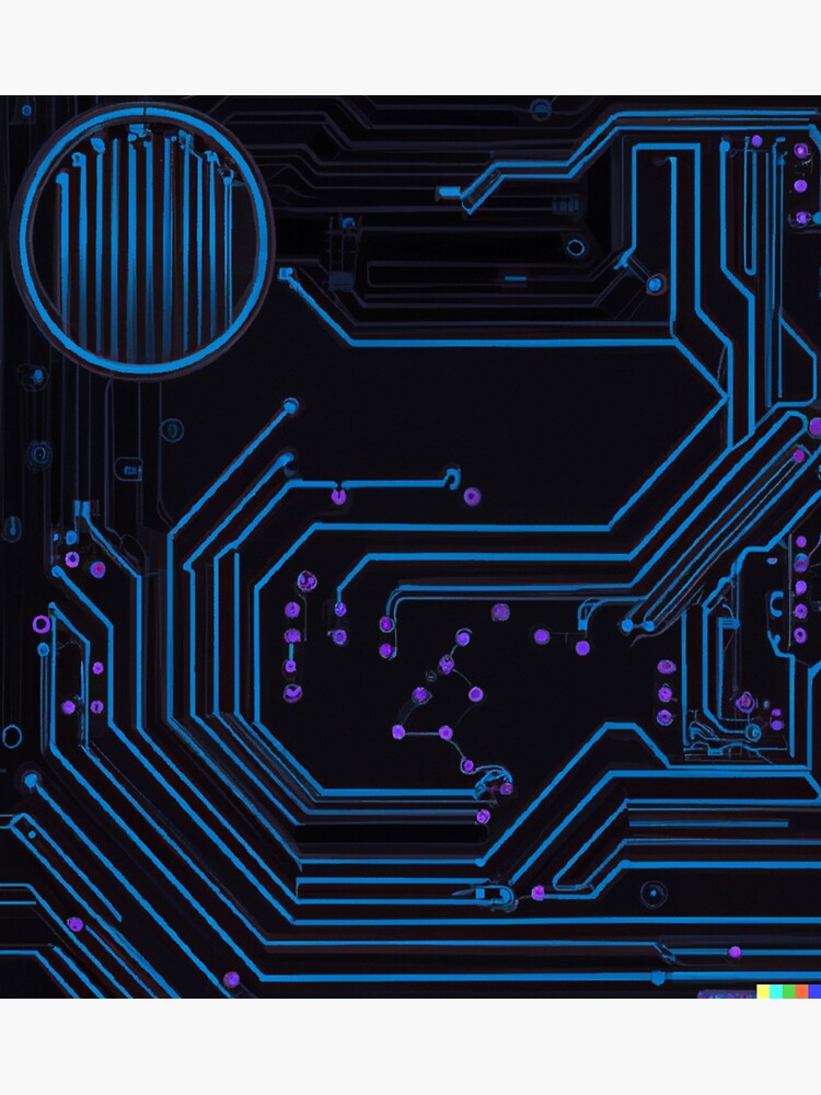 Neon Lit Printed Circuit Board PCB Digital Art Premium Matte Vertical ...