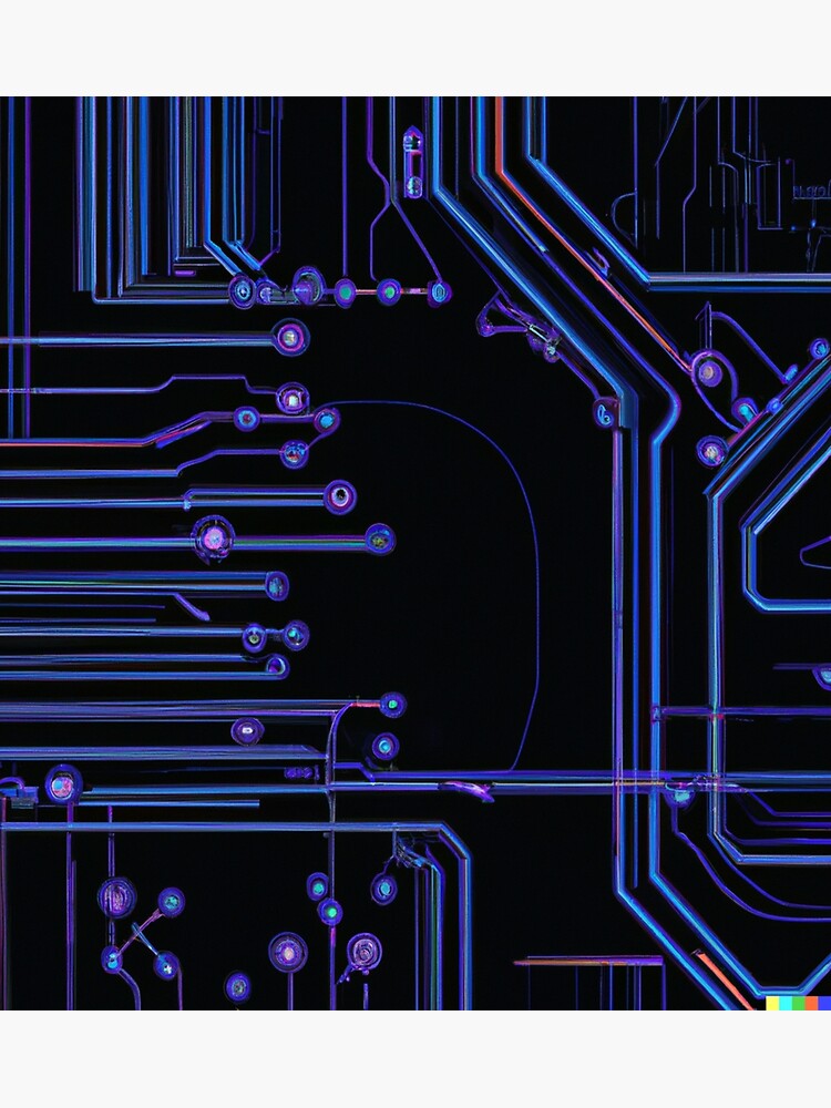 Neon Lit Printed Circuit Board PCB Digital Art 19 Premium Matte ...