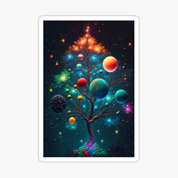 "Cosmic Christmas Tree" Sticker for Sale by AnimalVillains | Redbubble