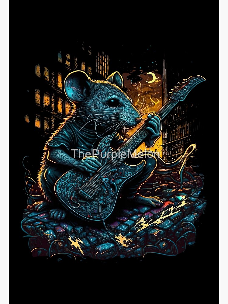 "Rat playing a guitar downtown city street" Poster for Sale by ...