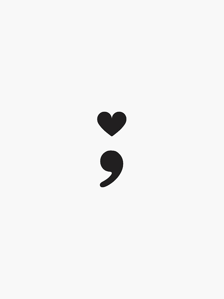 "heart semicolon" Sticker for Sale by mooncloudstudio | Redbubble