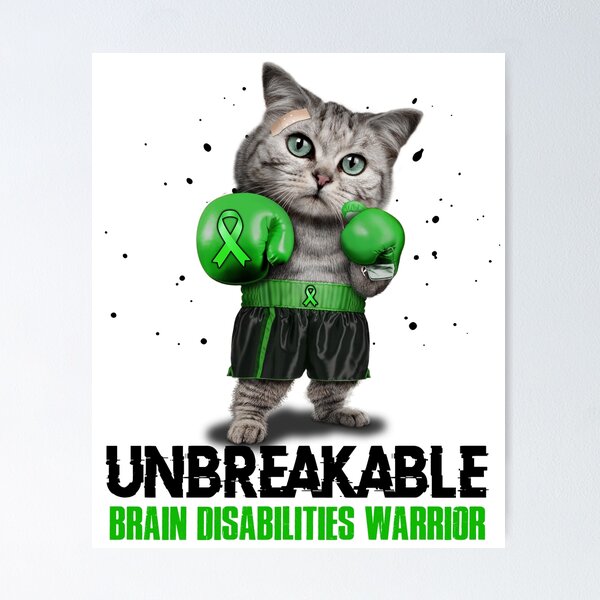 "Brain Disabilities Warrior - UNBREAKABLE - Brain Disabilities Ribbon ...