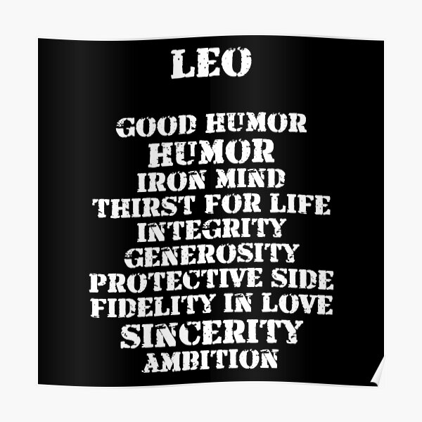 "LEO - Zodiac sign - The 10 strengths of Leo" Poster for Sale by ...