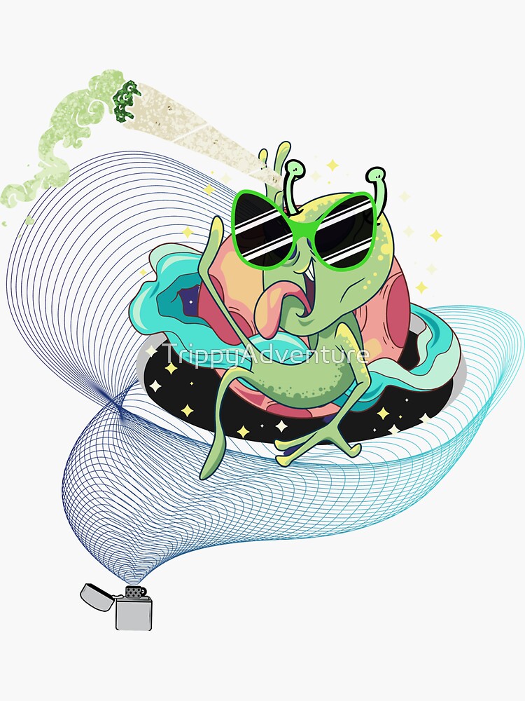 "Stoned Trippy Alien is here" Sticker for Sale by TrippyAdventure ...