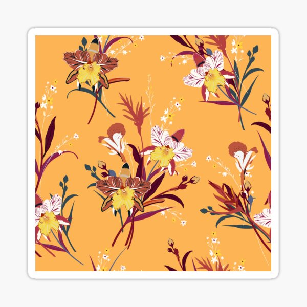 "Tangerine Orange Floral Design" Sticker for Sale by DesignedbyNBS ...