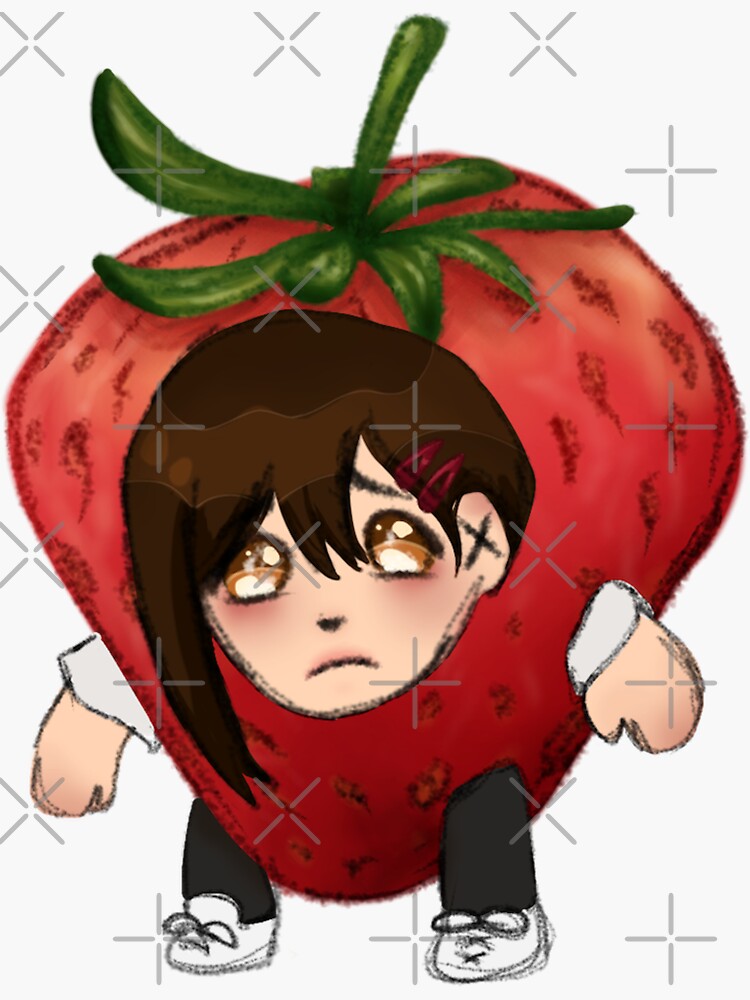 "Kobeni as the sad strawberry cat" Sticker for Sale by Sophprano ...