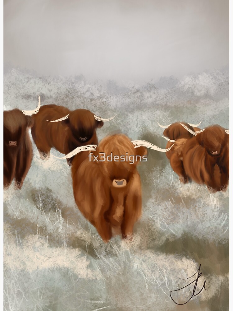 ""Highlander Cattle" Artwork by Fx3 Designs" Sticker for Sale by ...