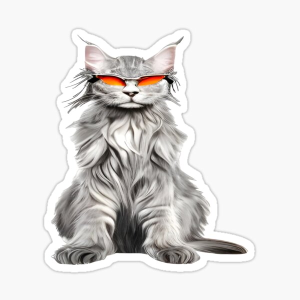 "Maine Coon Cat With Red Sunglasses" Sticker for Sale by Lonyale ...
