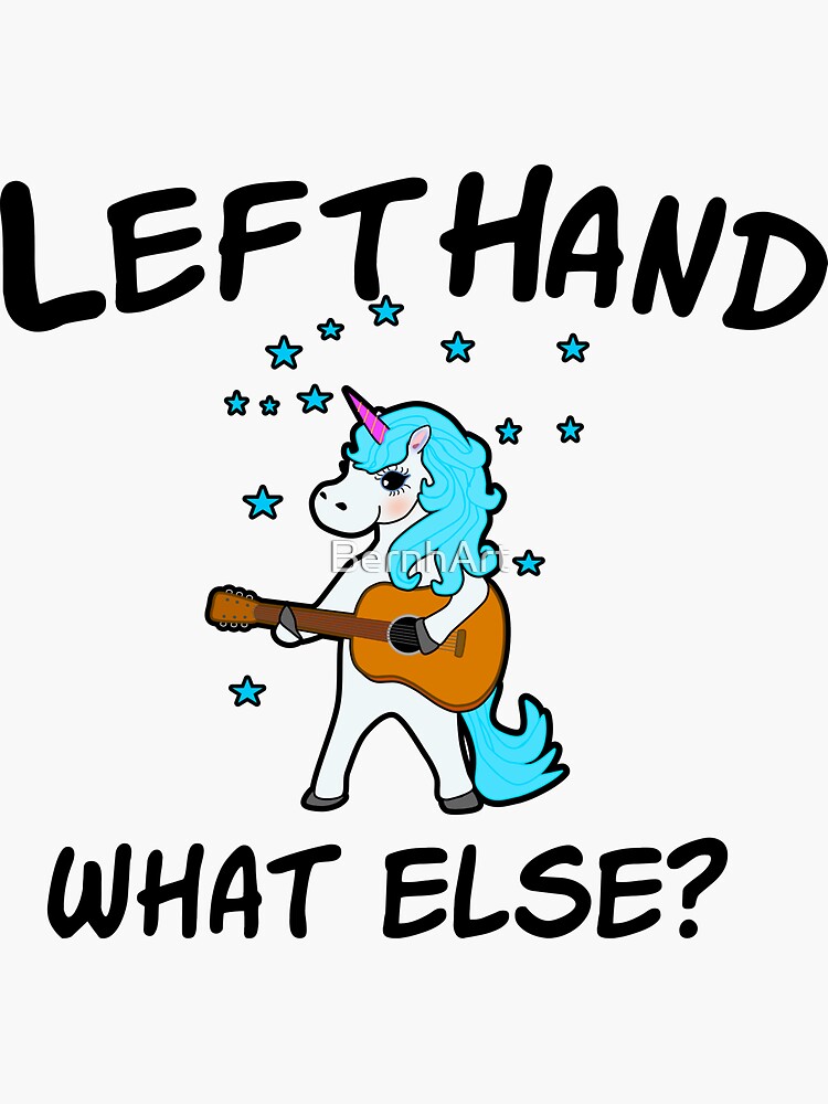 "Left Handed Unicorn Guitar Acoustic Guitar" Sticker for Sale by ...