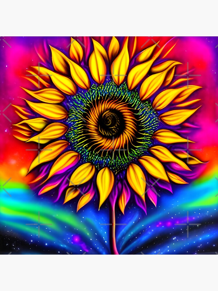 "Psychedelic Sunflower in Space" Sticker for Sale by Nitram1990 | Redbubble