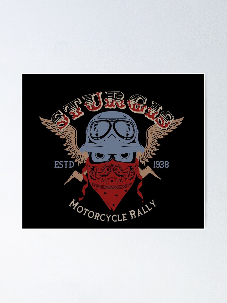 "Sturgis motorcycle rally south Dakota Skull retro style" Poster for ...