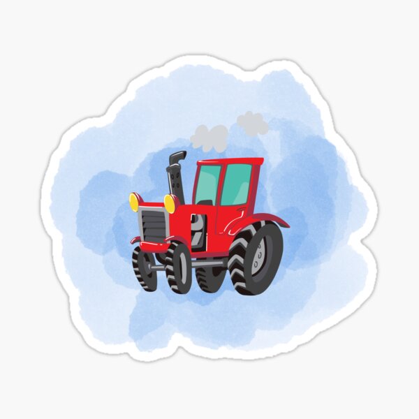 "Red and Cute Farm Tractor" Sticker for Sale by HappyDoodo | Redbubble