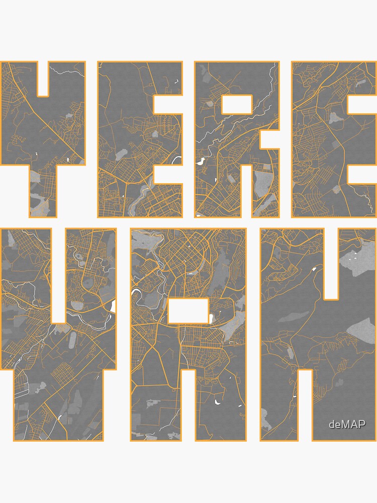 "Yerevan City Map of Armenia - Bauhaus" Sticker for Sale by deMAP ...