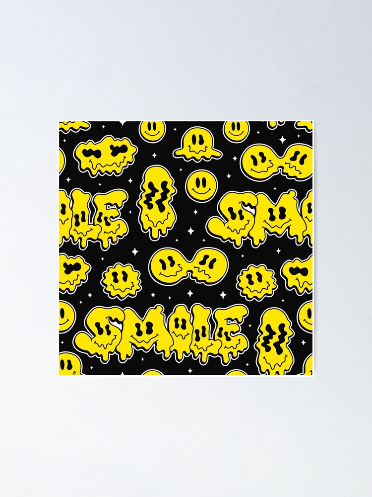 "Psychedelic smiley face yellow liquid emodji" Poster for Sale by ...