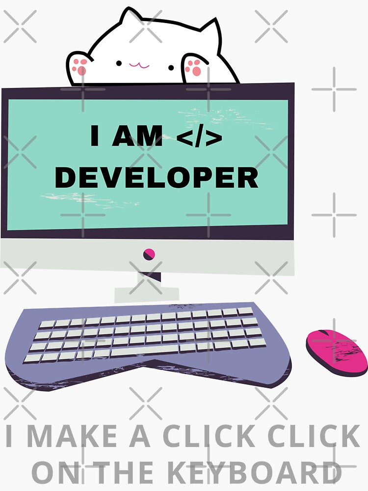 "I am developer cat design " Sticker for Sale by t1n3333 | Redbubble