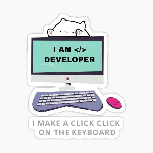 "I am developer cat design " Sticker for Sale by t1n3333 | Redbubble