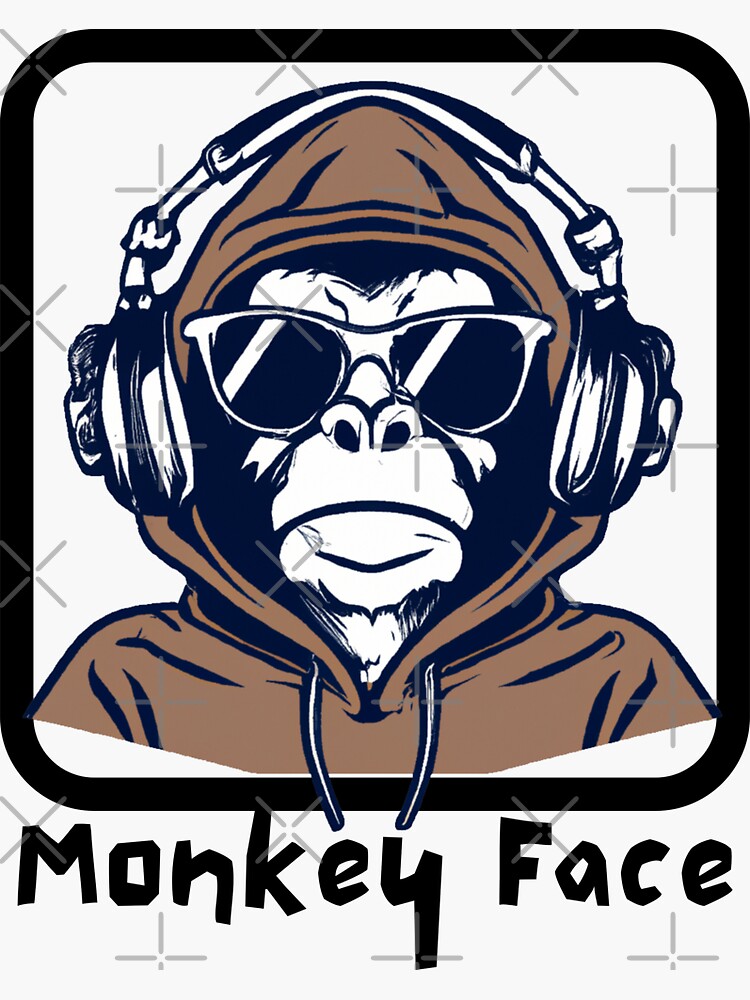 "Monkey Face Monkey cute design sunnies monkey face" Sticker for Sale ...