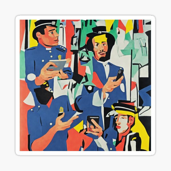 "Police on Their Phones " Sticker for Sale by Mu-Digital-Art | Redbubble