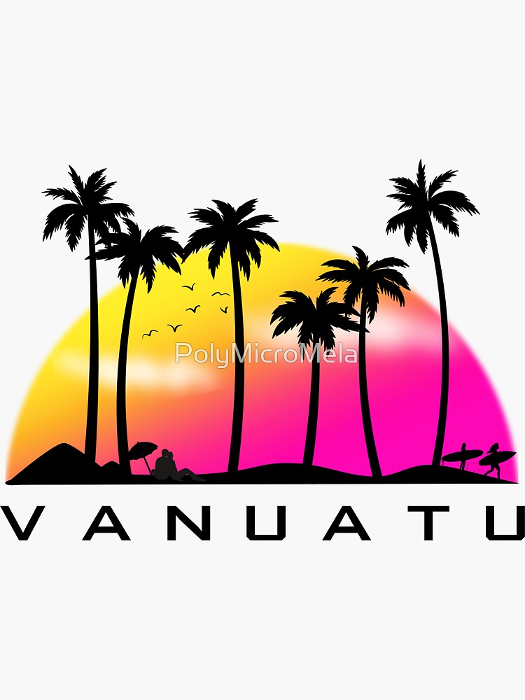 "Island sunset Vanuatu" Sticker for Sale by PolyMicroMela | Redbubble