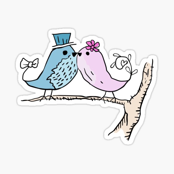 "Line Art Valentine Love Birds" Sticker for Sale by FierNur | Redbubble