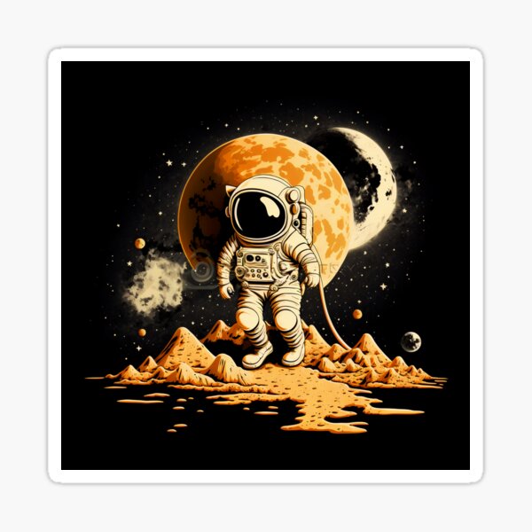 "Astronaut walking on the moon" Sticker for Sale by flowinglobe | Redbubble