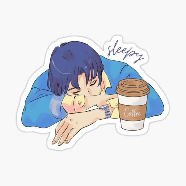 "Anime Starbucks Coffee Sleeping Sleepy Text" Sticker for Sale by ...