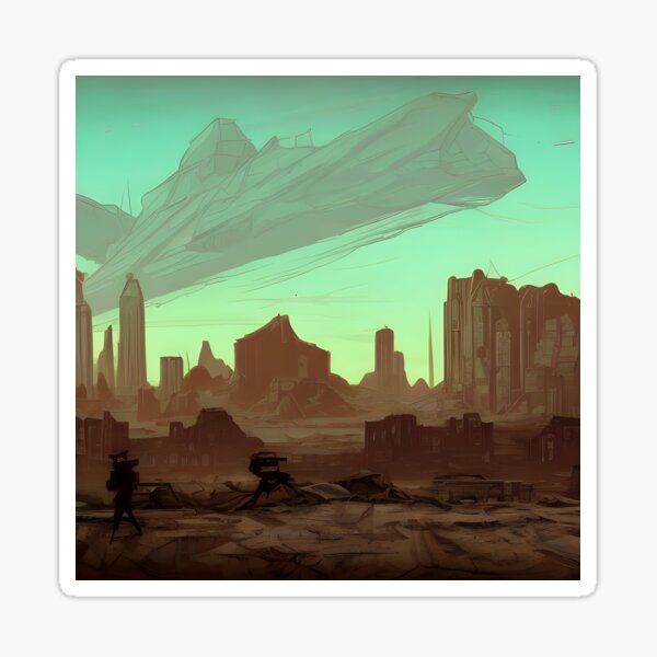 "Drone on post-apocalyptic planet" Sticker for Sale by Lordor-shop ...