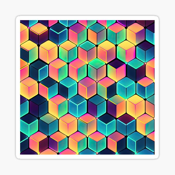 "Cubic Isometric in Neon Colours #2" Sticker for Sale by Patternifico ...