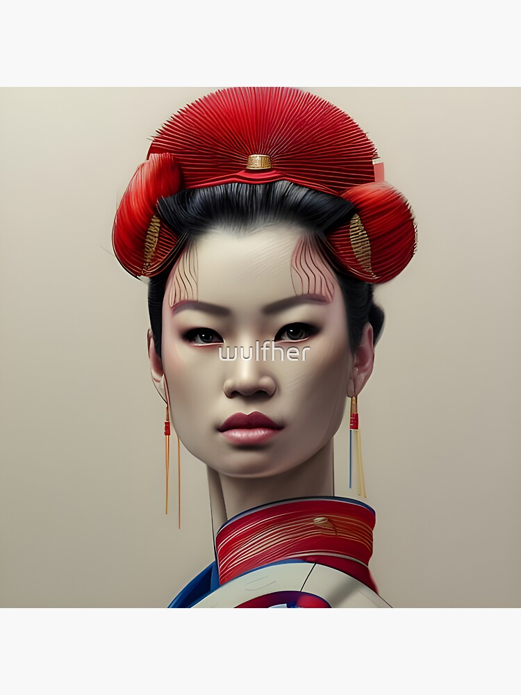 "Japanese geisha" Sticker by wulfher | Redbubble