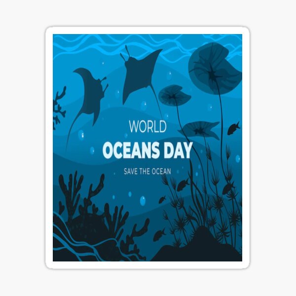 "Flat world oceans day save the ocean design Utopianco " Sticker for ...