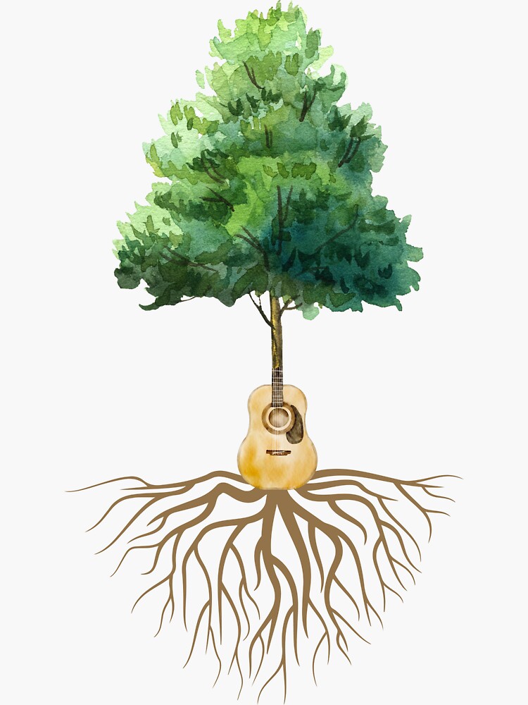 "Acoustic Guitar Tree Of Life Guitar Player Nature Guitarist" Sticker ...