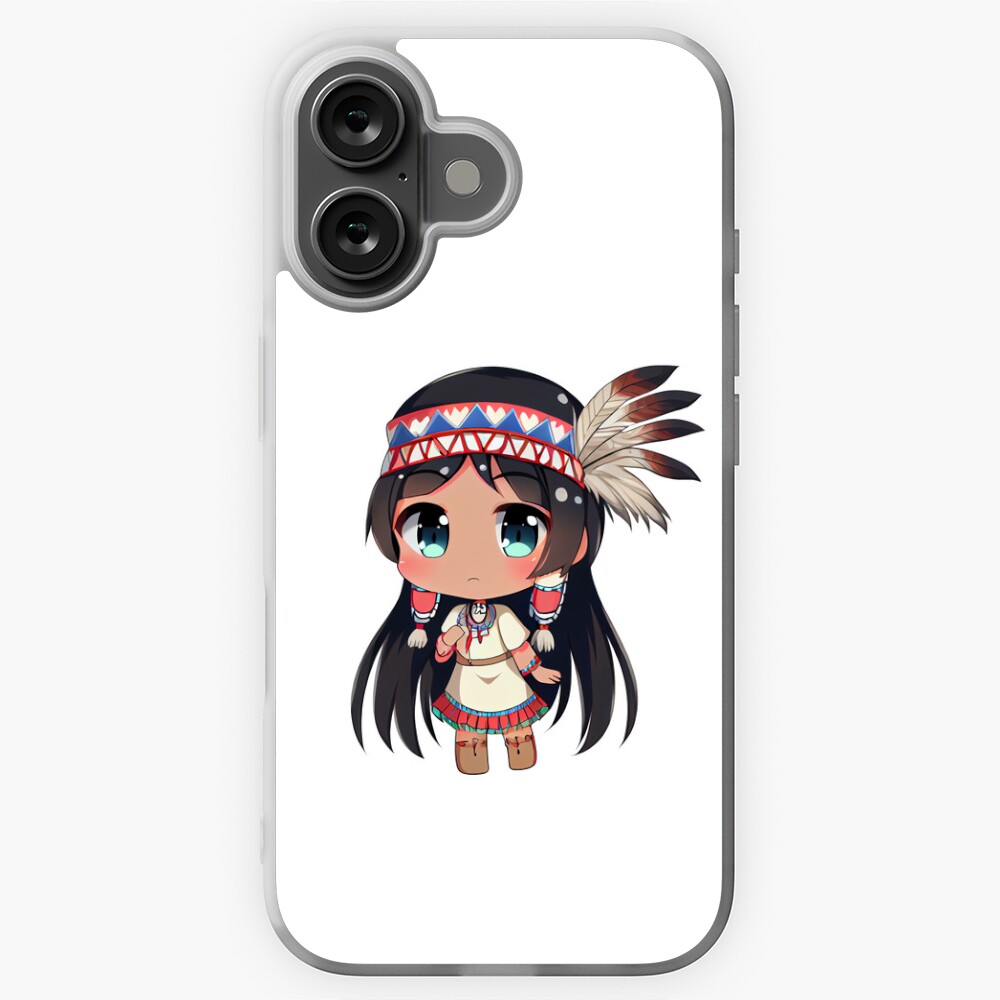 "Native American Girl Anime Chibi" Sticker by MindsArtDesign | Redbubble