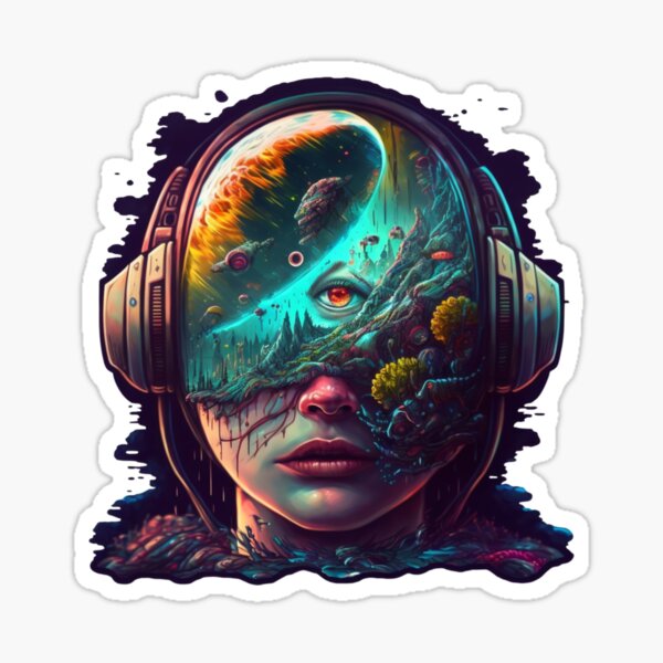 "Astronaut|Trippy|Dark|" Sticker for Sale by MindTankArt | Redbubble