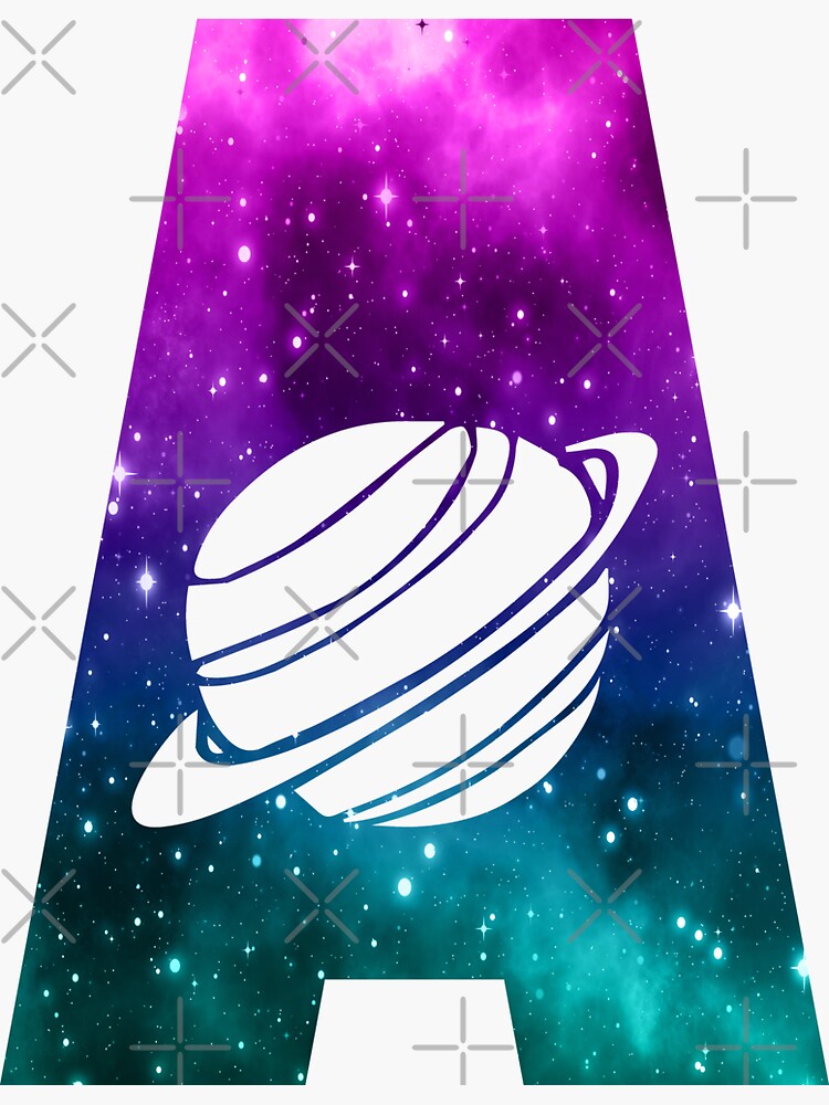 "Letter A with Planet - Space Galaxy Universe Alphabet" Sticker for ...