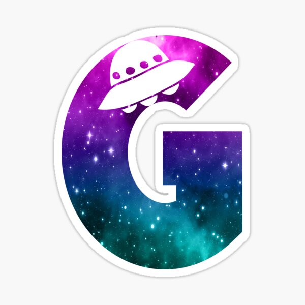 "Letter G with UFO - Space Galaxy Universe Alphabet" Sticker for Sale ...