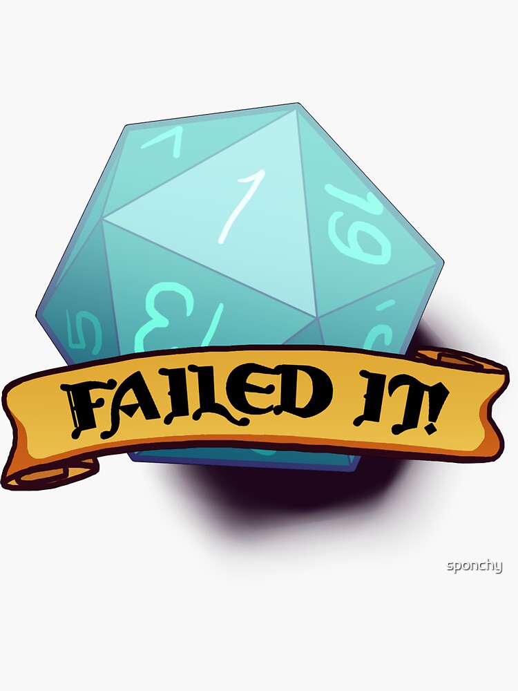 "D20 Critical Failure Sticker" Sticker for Sale by sponchy | Redbubble