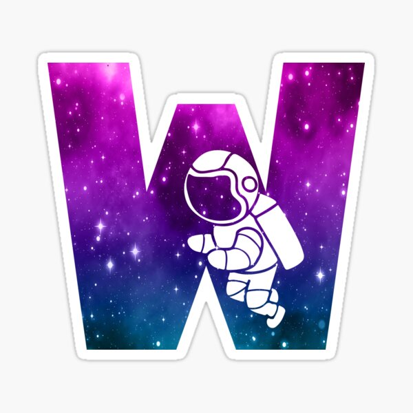 "Letter W with Astronaut - Space Galaxy Universe Alphabet" Sticker for ...