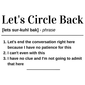 "Let's Circle Back Funny Definition - Office Speak Definition, Let's ...