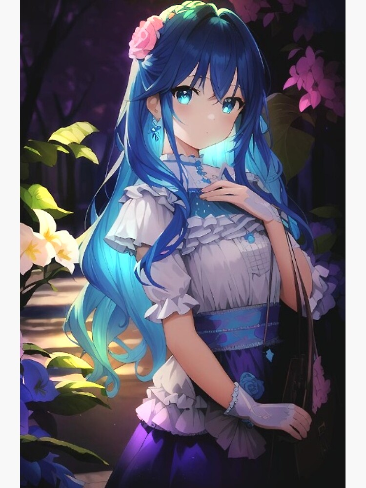 "Blue Hair Nature Waifu" Sticker for Sale by PristineJenkins | Redbubble