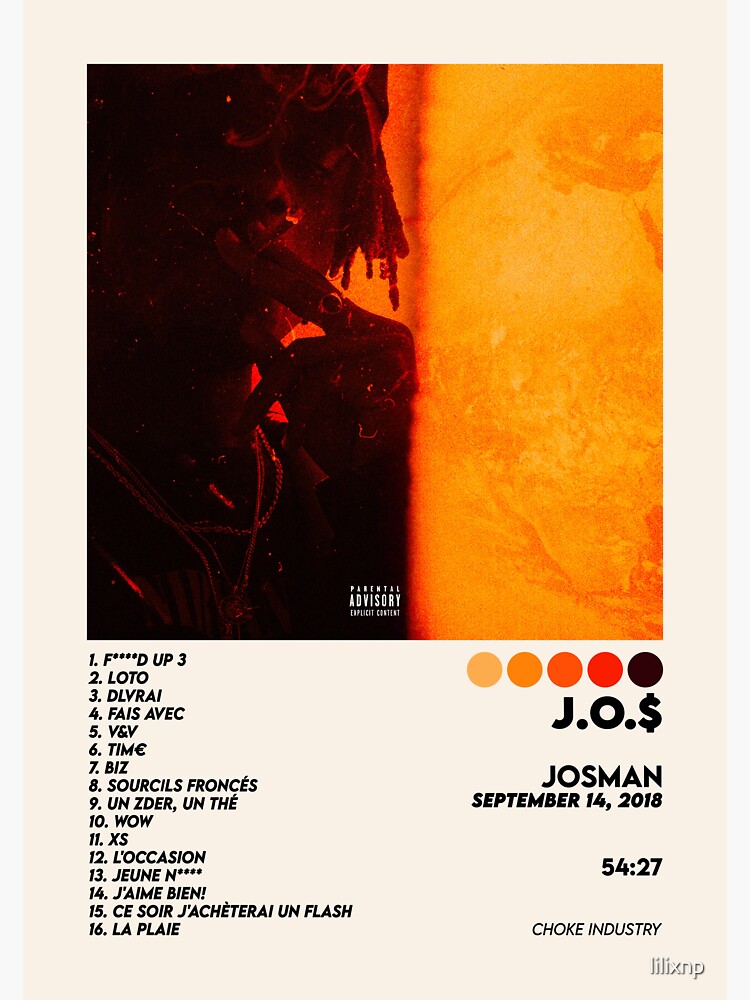 "J.O.$ | Rap Fr album cover | Josman" Sticker for Sale by lilixnp ...