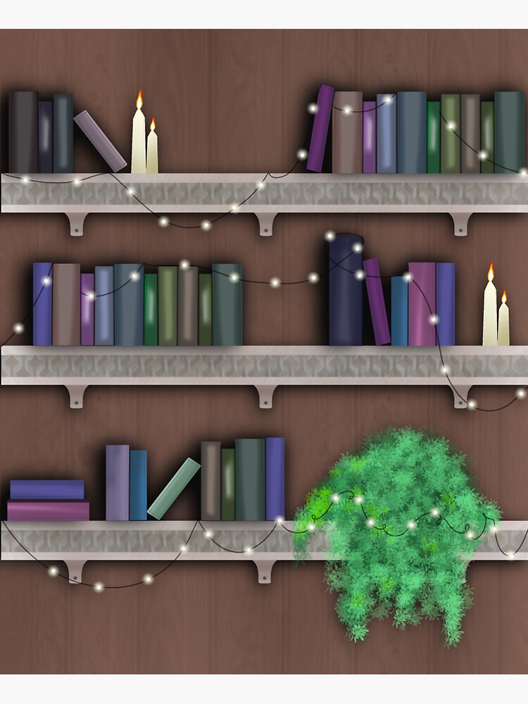 "bookshelves" Sticker for Sale by sahara85 | Redbubble