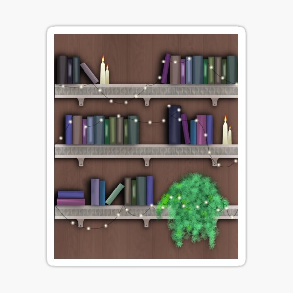 "bookshelves" Sticker for Sale by sahara85 | Redbubble
