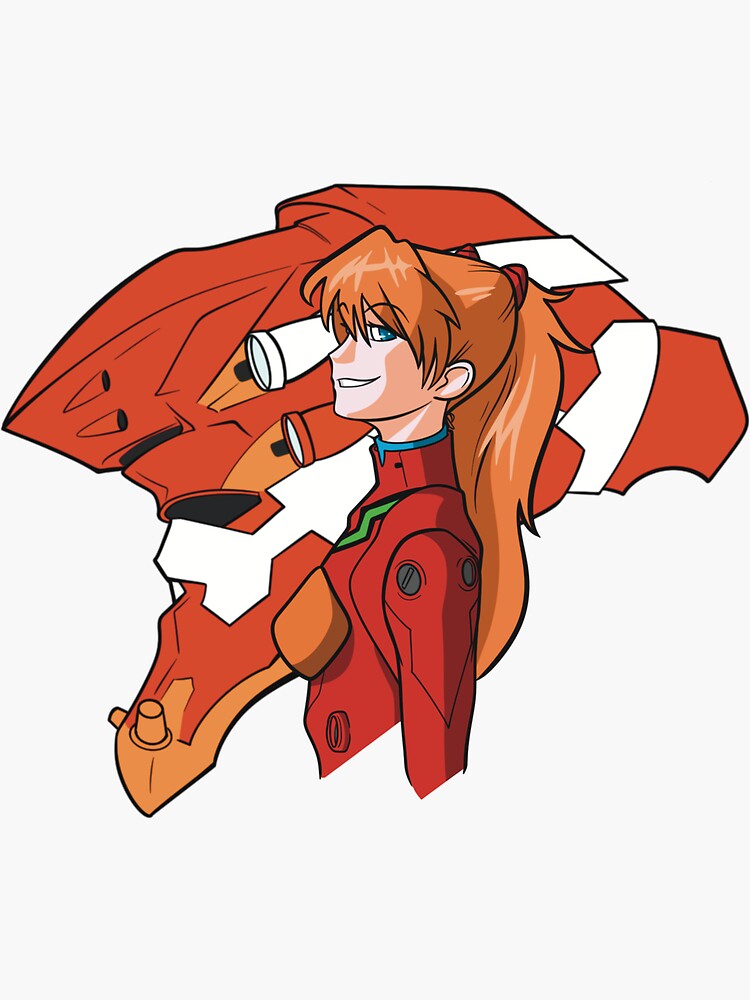 "Asuka and Unit 02" Sticker for Sale by HusbandoCafe | Redbubble