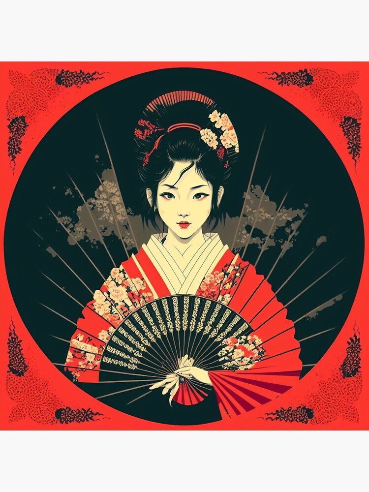 ""Gaze of the Geisha" 2D Artwork - Original Geisha in Red Kimono ...