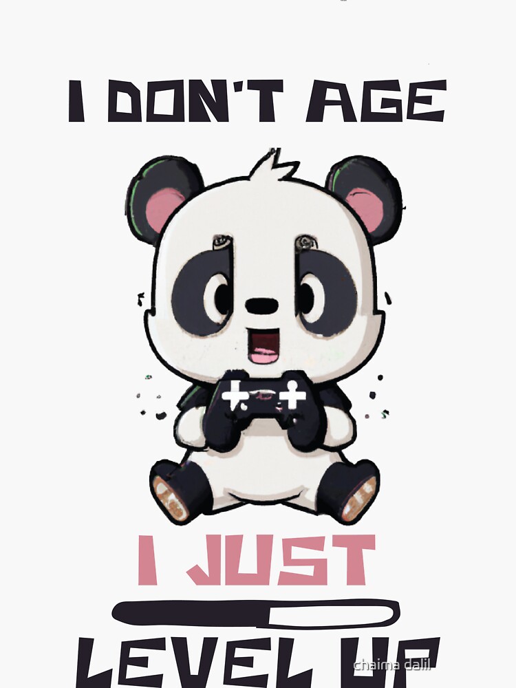 "cute cartoon panda playing video games" Sticker for Sale by chaimato ...