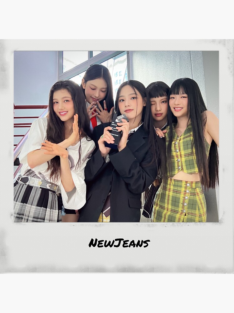 "NewJeans kpop group Minji, Hanni, Danielle, Haerin, Hyein retro vintage original art" Sticker ...