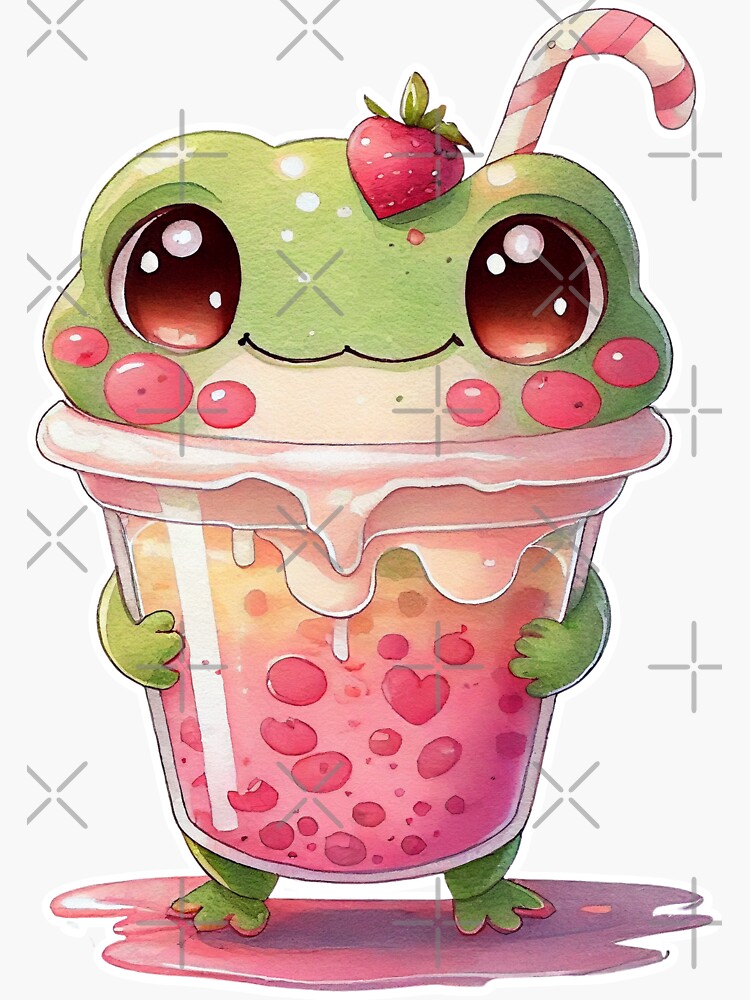 "Cute Kawaii Valentine Boba Frog" Sticker for Sale by 1StickerShop ...